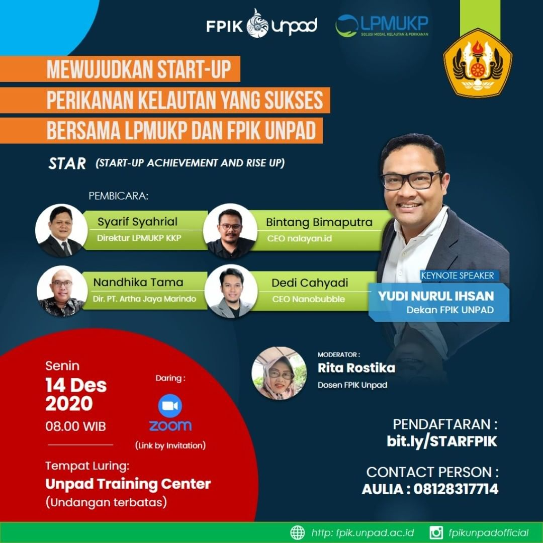 Seminar “Mewujudkan Start-up Perikanan Kelautan yang sukses bersama LPMUKP dan FPIK Unpad ...